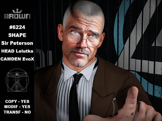 Second Life Marketplace - 6224 SHAPE Sir Peterson HEAD Lelutka CAMDEN EvoX